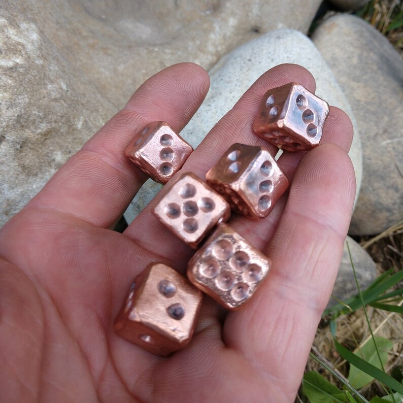 Set of 6 Dices Copper Dices Copper Anniversary Dice Games - Etsy