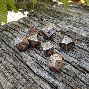 Copper Dice, Set of 7 Copper Dice, Copper Gifts, Dnd Dice, D4, D6, D8 ...