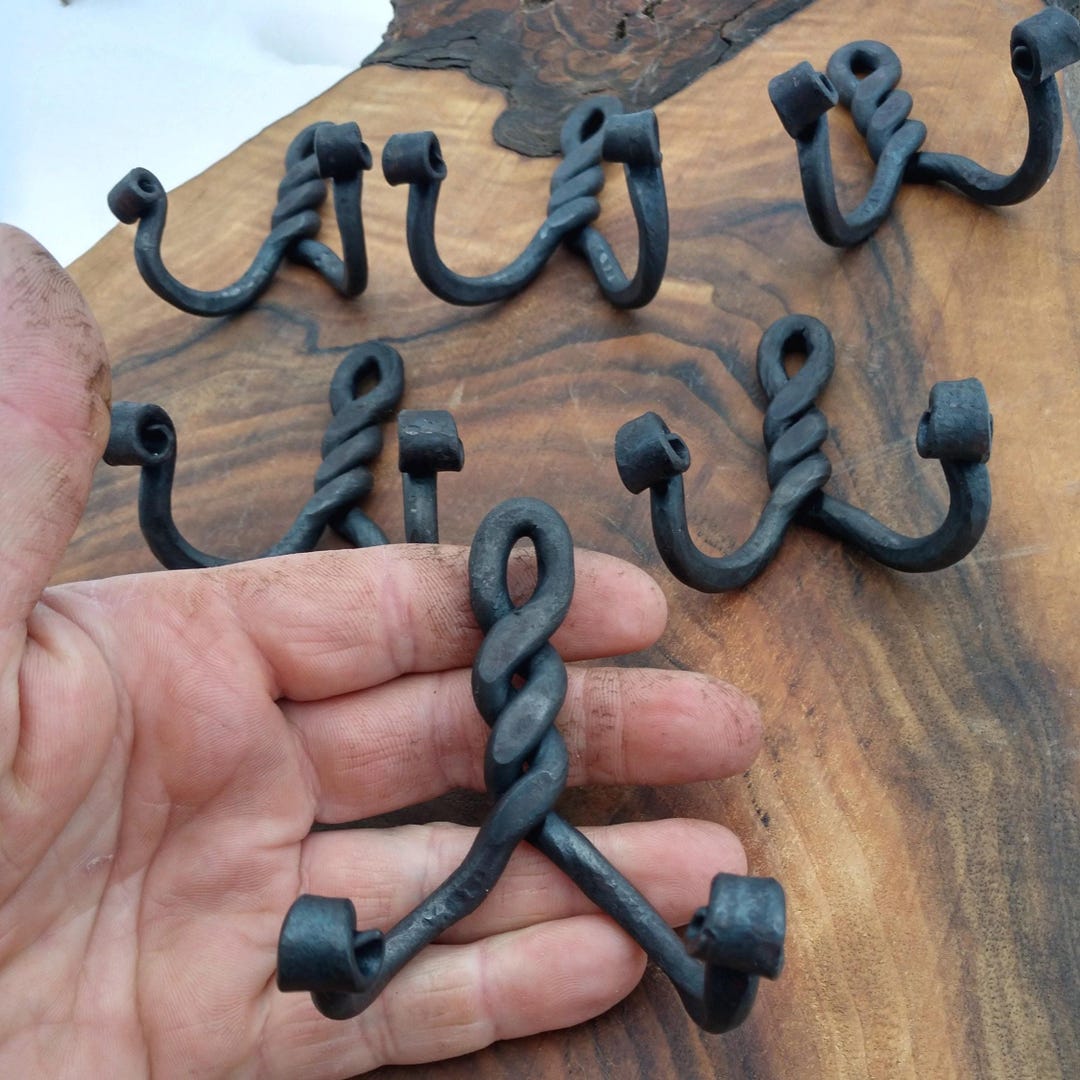 Hand Forged Iron Wall Hooks - Set of 6 - Twisted Spiral Design - Etsy