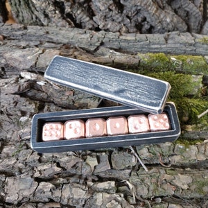 Copper Dice, Set of 6 Dices in Wooden Box, Copper Anniversary, Dice ...