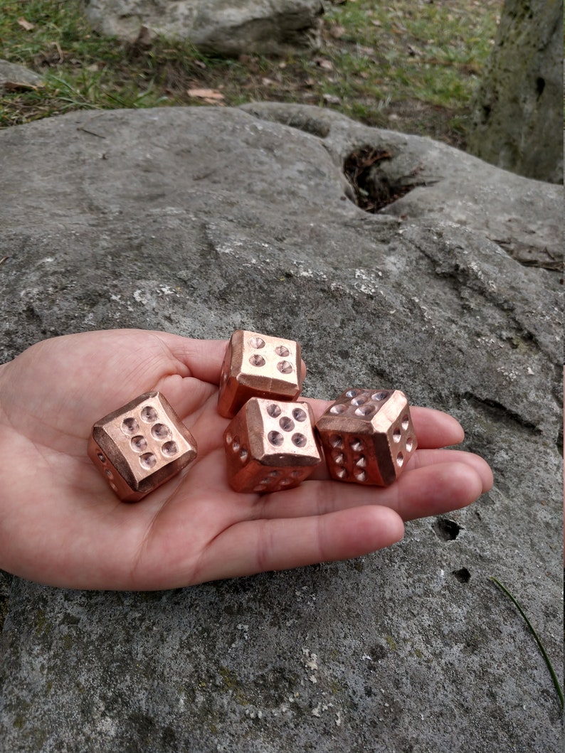 Set of 4 Copper Dices D6 Copper Dices Dnd Dice Games | Etsy