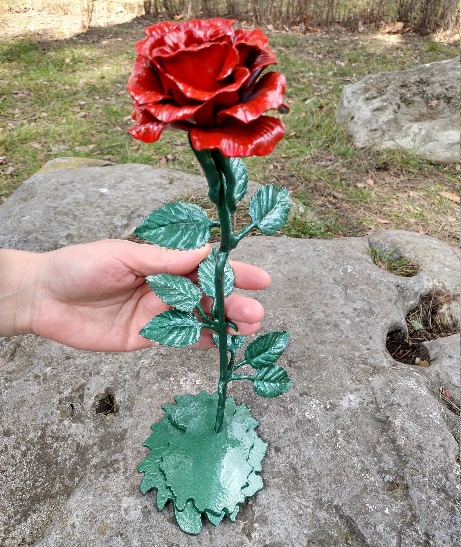Forged Rose, Iron Red Rose, Personalized Iron Rose, Iron Anniversary ...