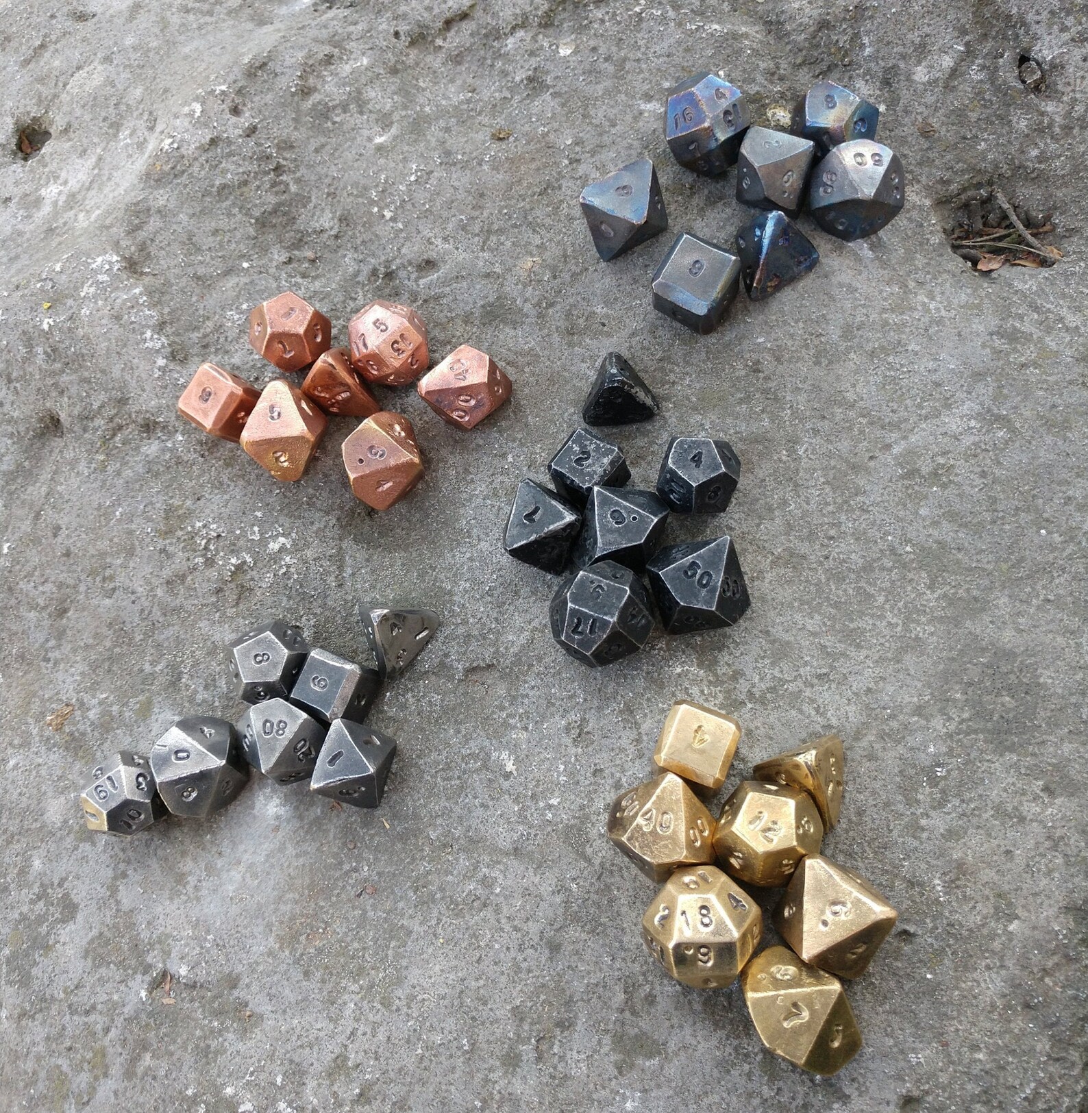 Set of 5 Metals on 7 Dice Bronze Dice Iron Dice Copper - Etsy