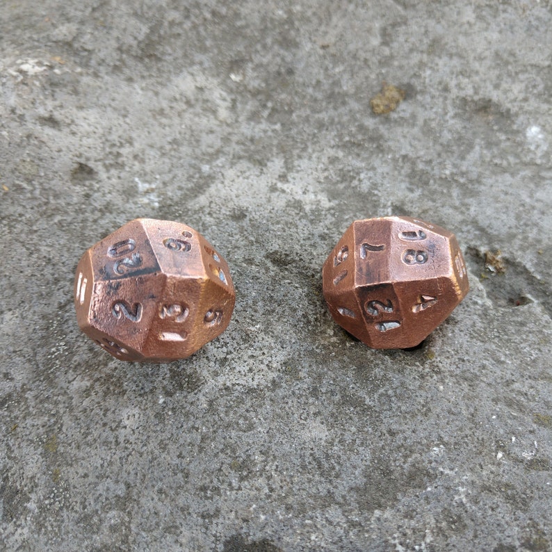 Set of 2 Copper Dice D20 Dice Forged Copper Dice Board - Etsy