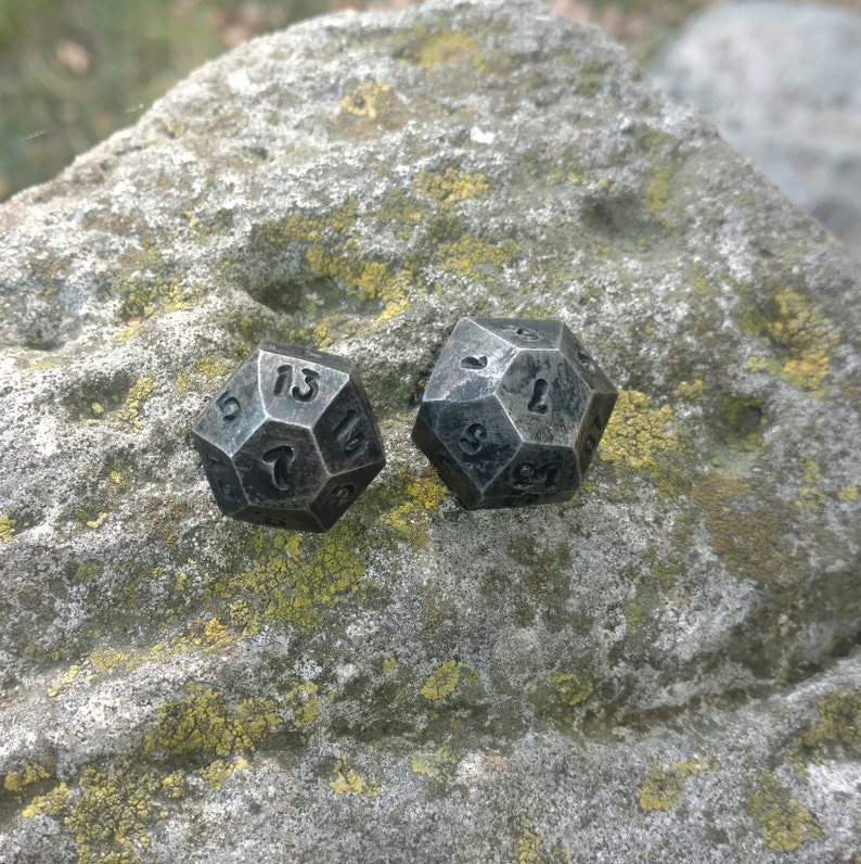 Iron dices set of 2 dices d20 dice games tabletop gaming | Etsy