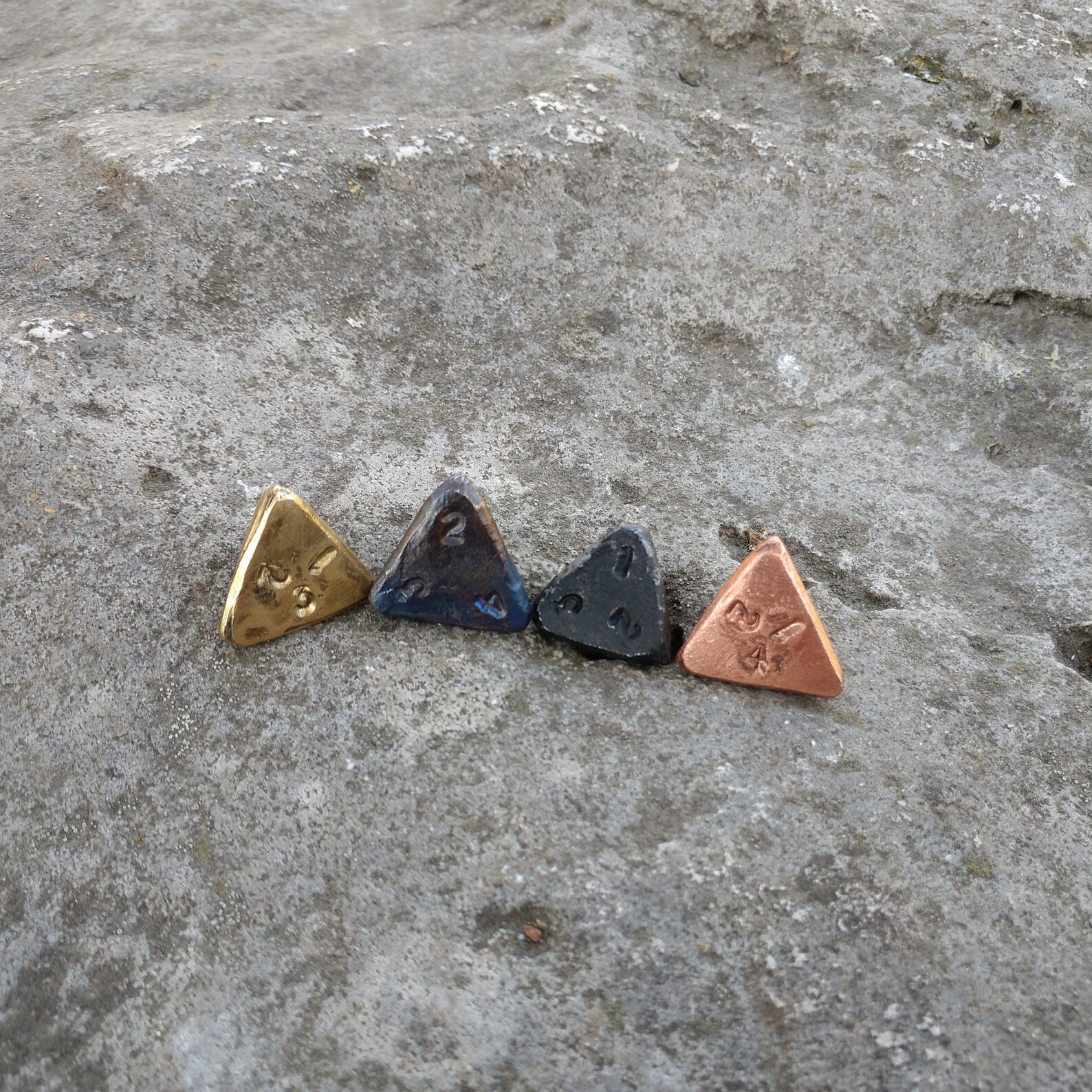 Set of 4 Metal Dice D4 Dice Forged Bronze Dice Forged Iron - Etsy