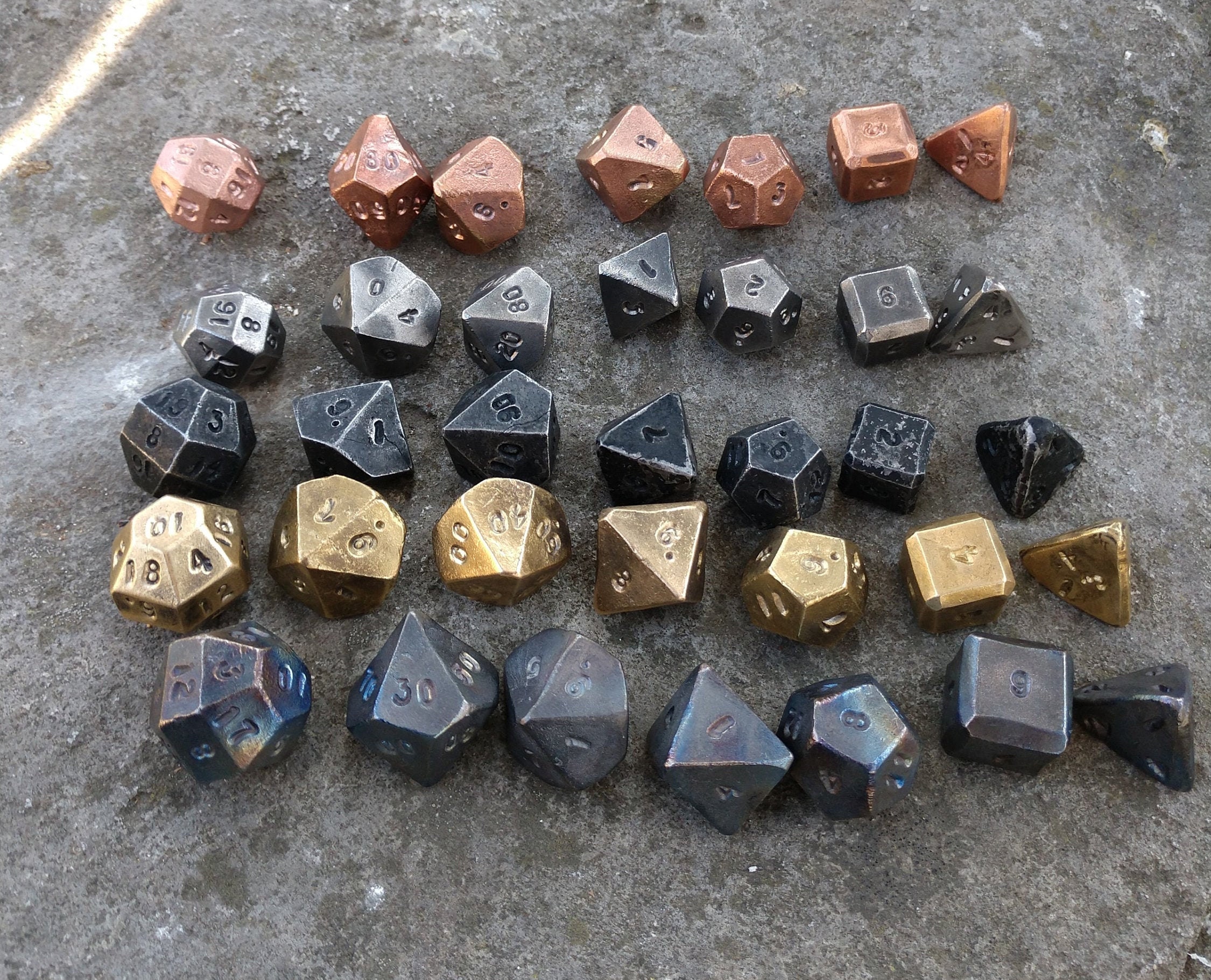 Set of 5 Metals on 7 Dice Bronze Dice Iron Dice Copper - Etsy