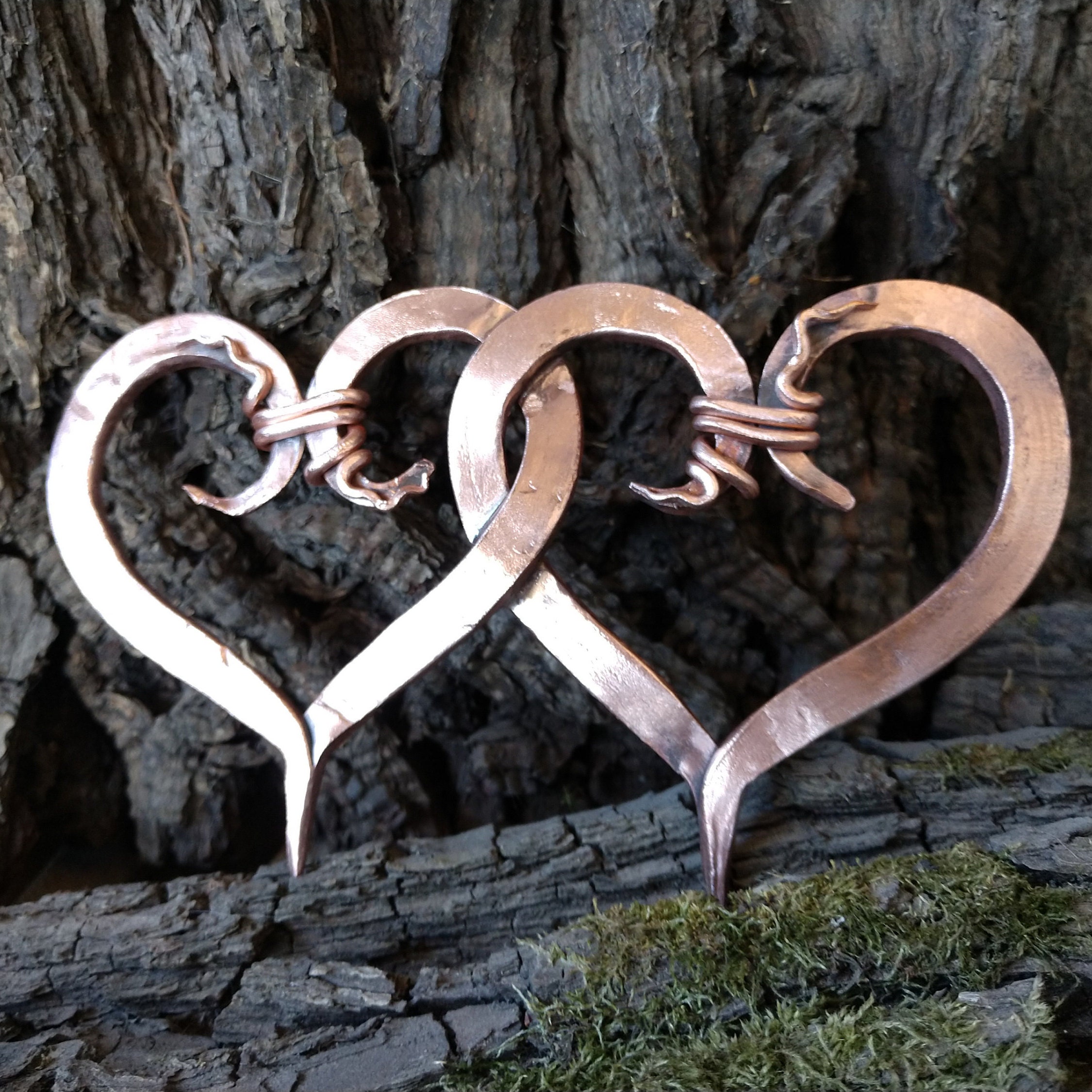 Copper gifts forged copper hearts engraved gift | Etsy