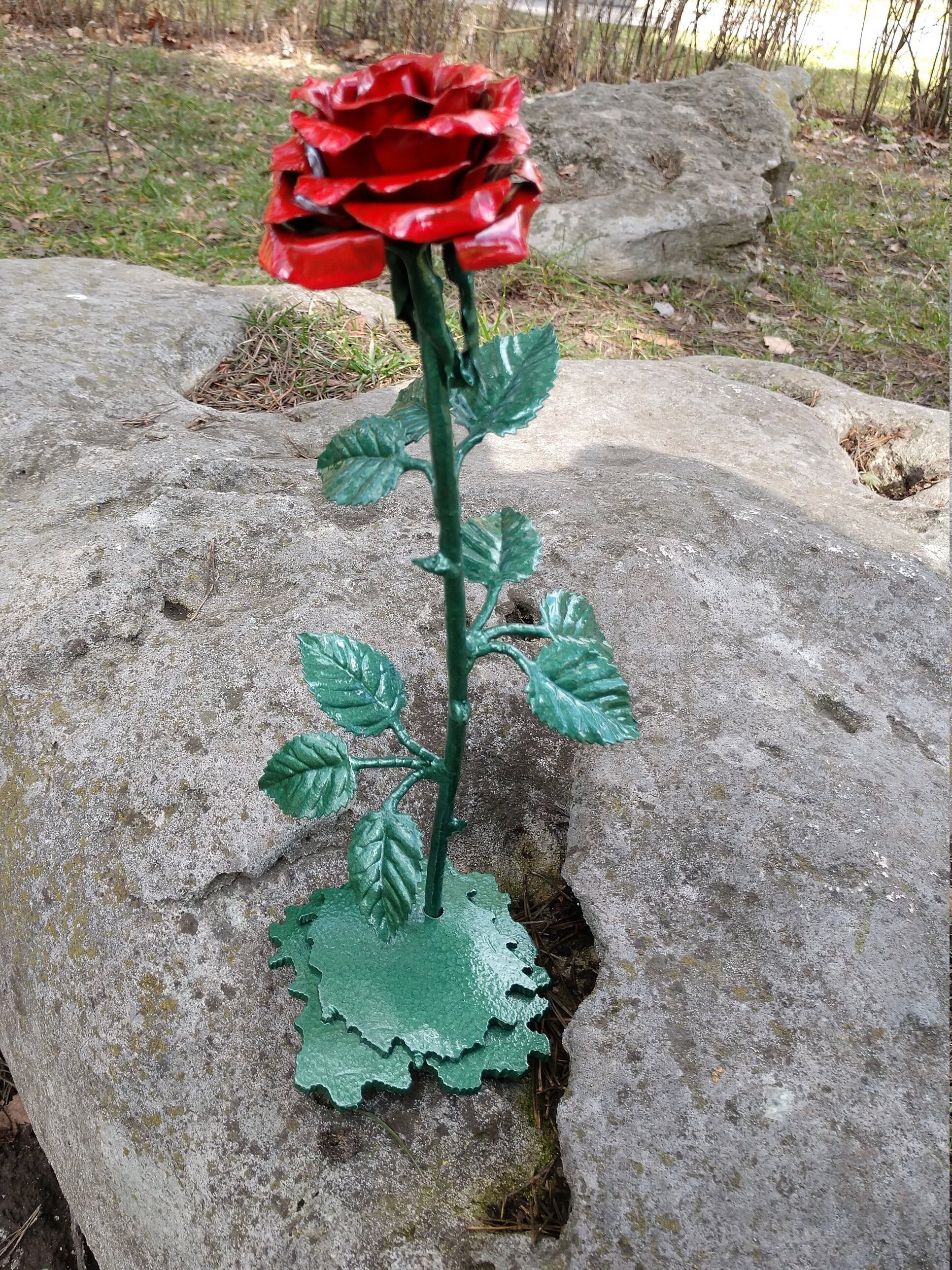 Forged rose iron red rose personalized iron rose iron | Etsy