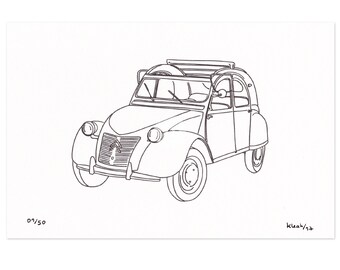 2cv tekening | Etsy