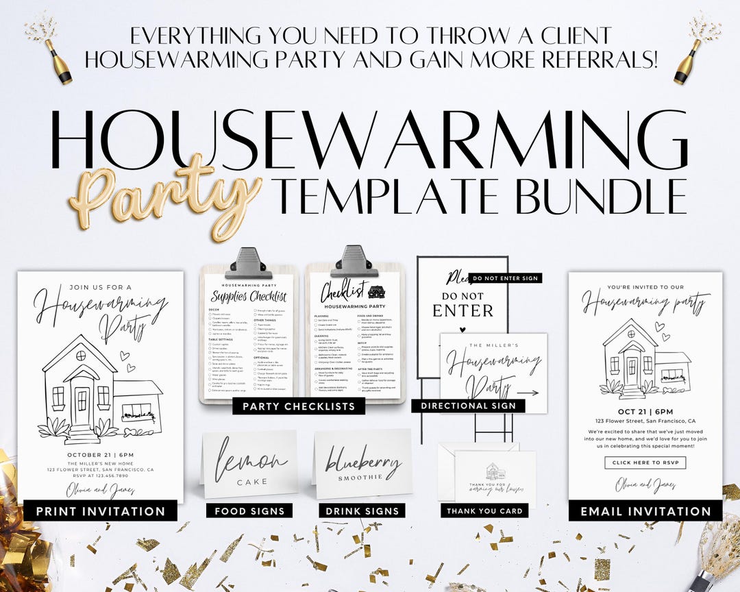 Housewarming Party Bundle, Real Estate Template, Client Event, Realtor ...