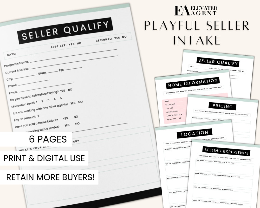 Seller Questionnaire, Real Estate Template, Real Estate Marketing, Real ...