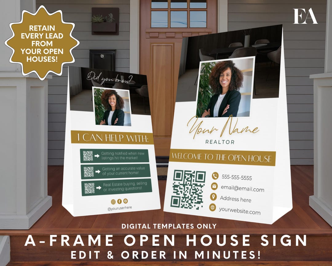 Open House Welcome Sign With QR Codes, Real Estate A-frame Sign ...