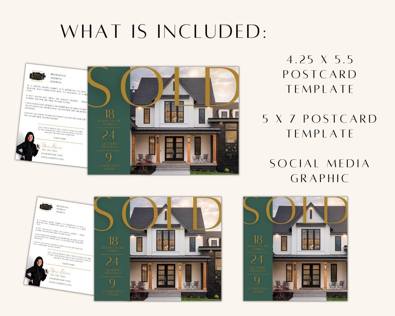 Real Estate Just Sold Postcard Real Estate Marketing Real - Etsy