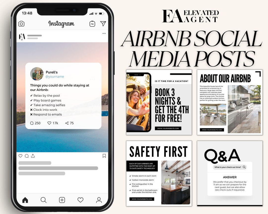 Airbnb Social Media Posts, Airbnb Templates, Vacation Rental, VRBO ...
