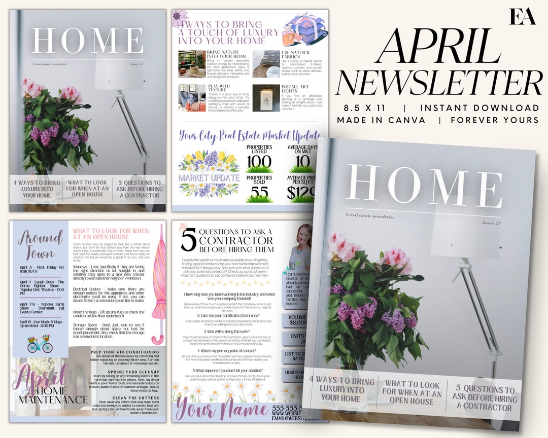 Real Estate Newsletter, April Newsletter, Easter Newsletter, Real ...