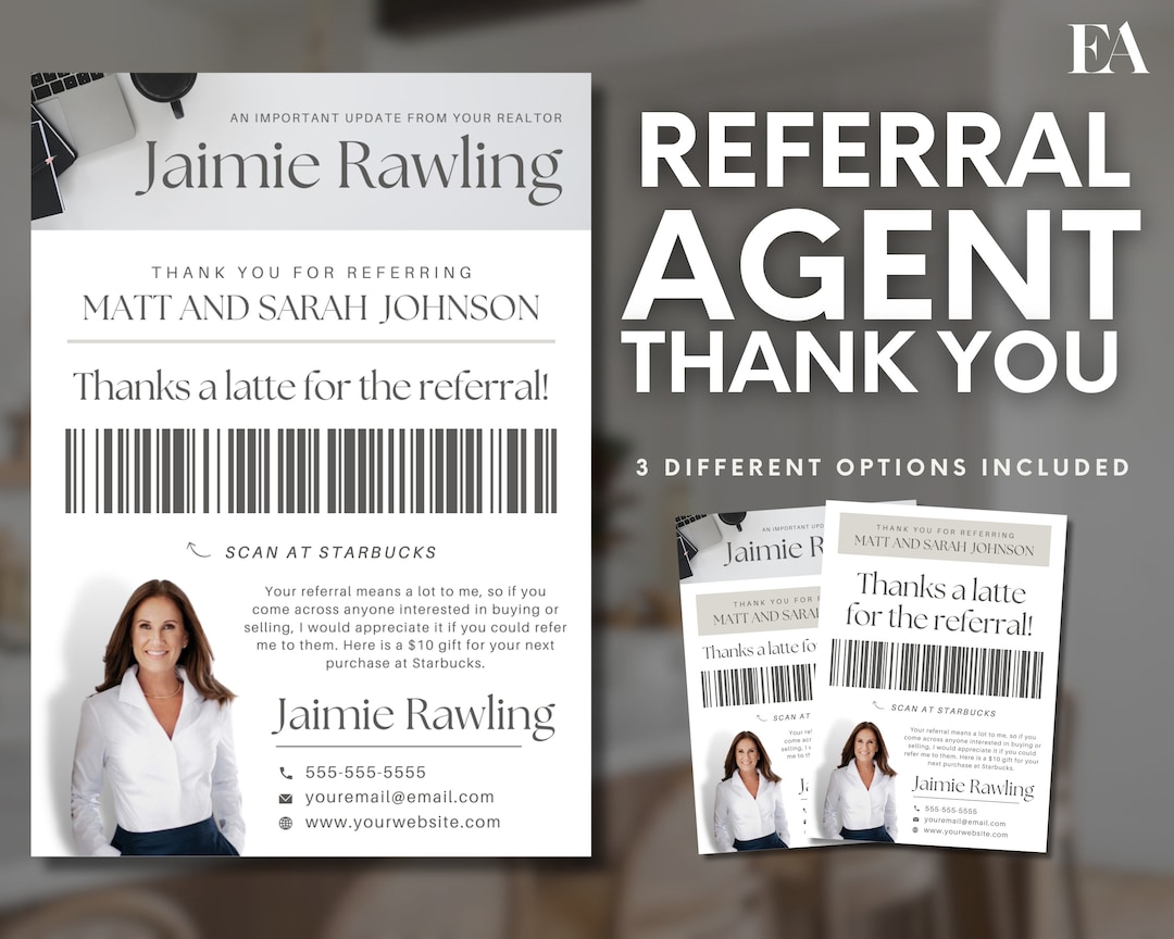 Referral Agent Flat Card, Real Estate Template, Agent Referral Thank ...