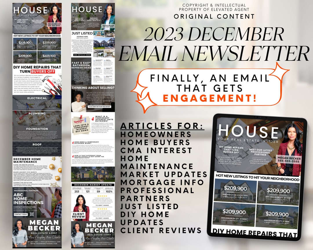 December Real Estate Newsletter Template: Canva Email Marketing - Etsy