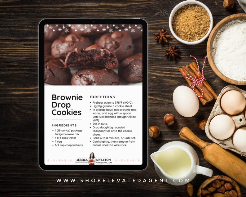Holiday Cookie Cookbook Template - Realtor Recipe - Etsy