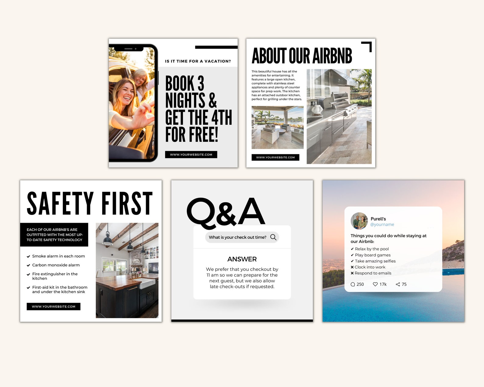 Airbnb Social Media Posts, Airbnb Templates, Vacation Rental, VRBO ...