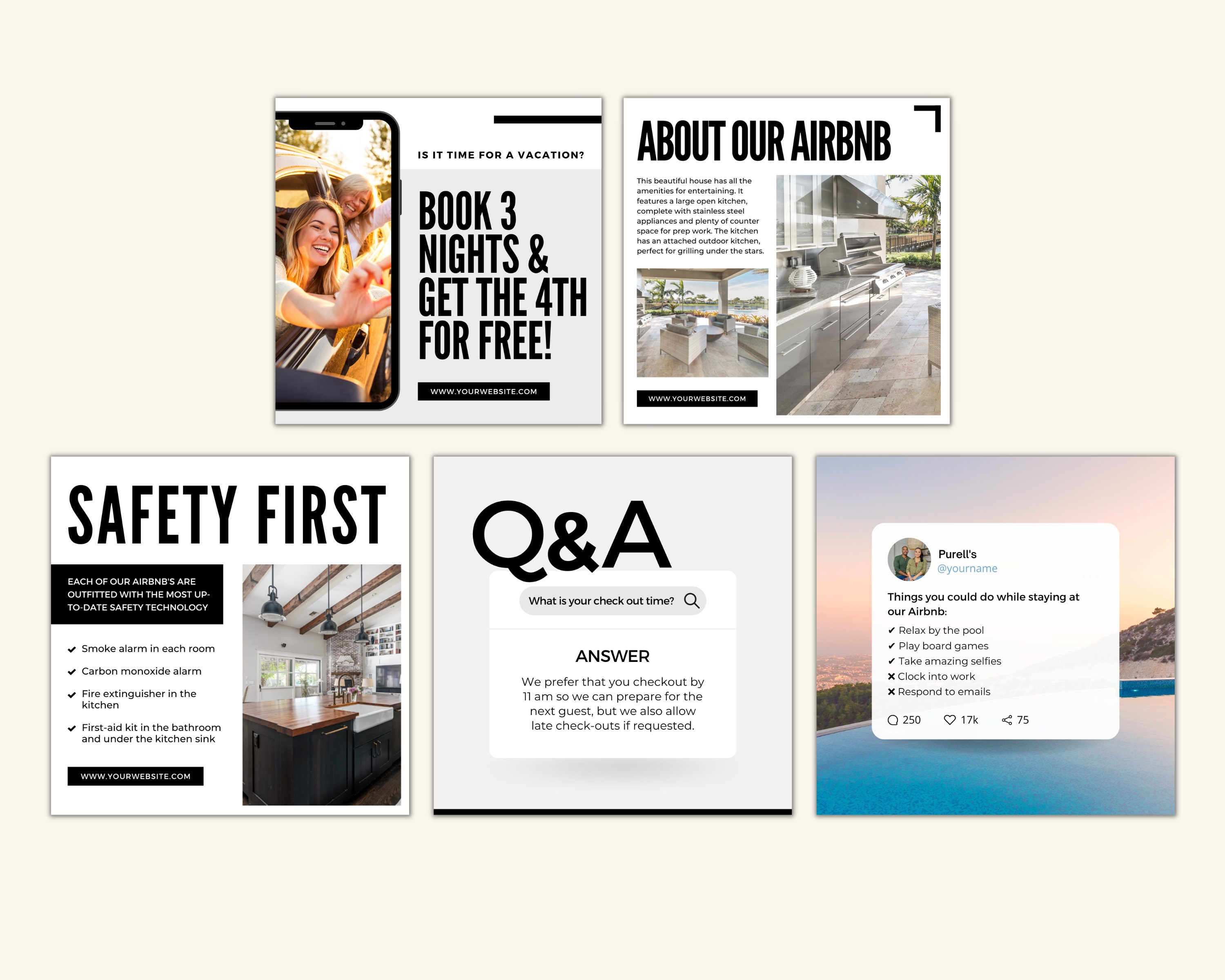 Airbnb Social Media Posts, Airbnb Templates, Vacation Rental, VRBO ...