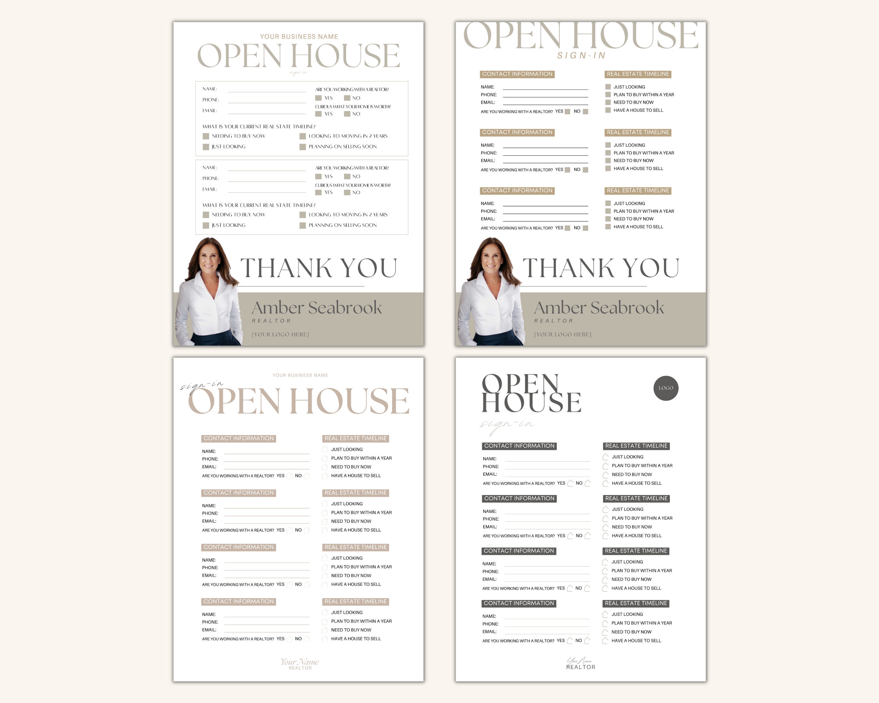 Open House Sign in Sheet, Editable Canva Template, Real Estate Open ...