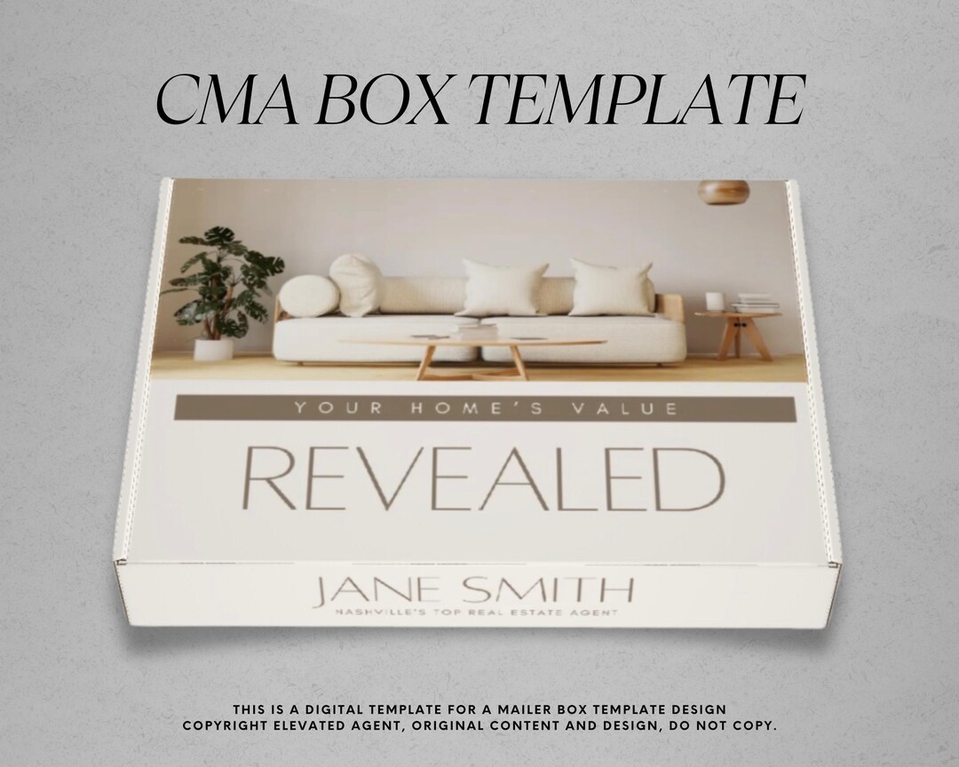 CMA Box Template, Realtor CMA Packet, Real Estate Mailer, Real Estate Marketing, CMA Mailer ...