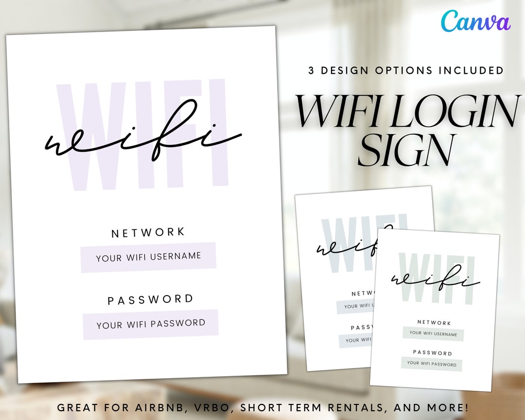 Editable Wifi Password Sign Template, Airbnb VRBO, Canva (digital ...