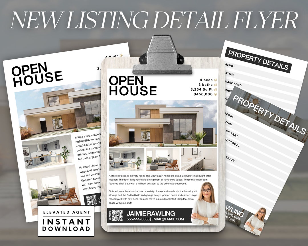 Real Estate New Listing Flyer, Open House Flyer, Real Estate Template ...