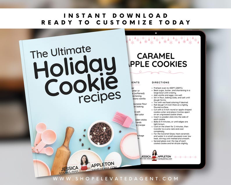 Holiday Cookie Cookbook Template - Realtor Recipe - Etsy
