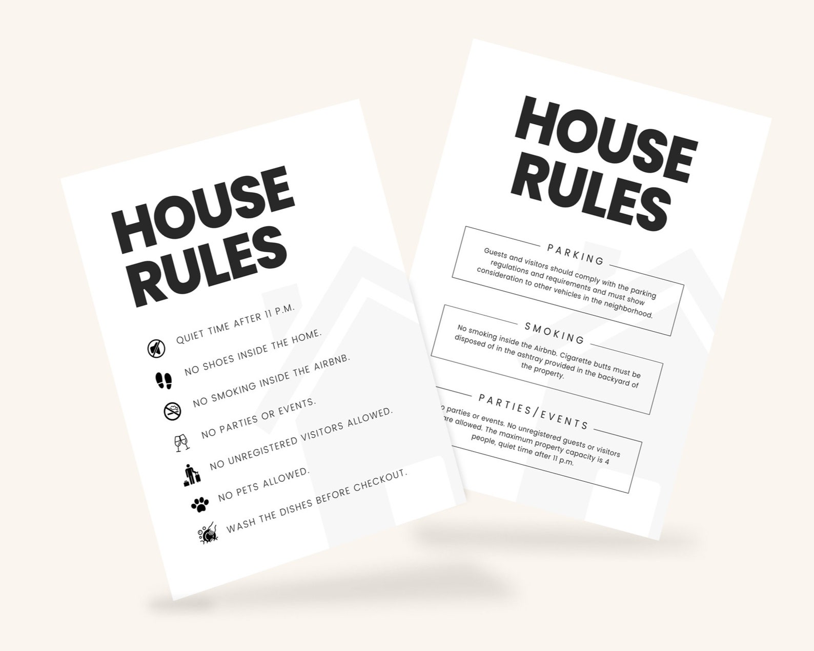 Airbnb House Rules Sign 7 - Real Estate Template - Etsy