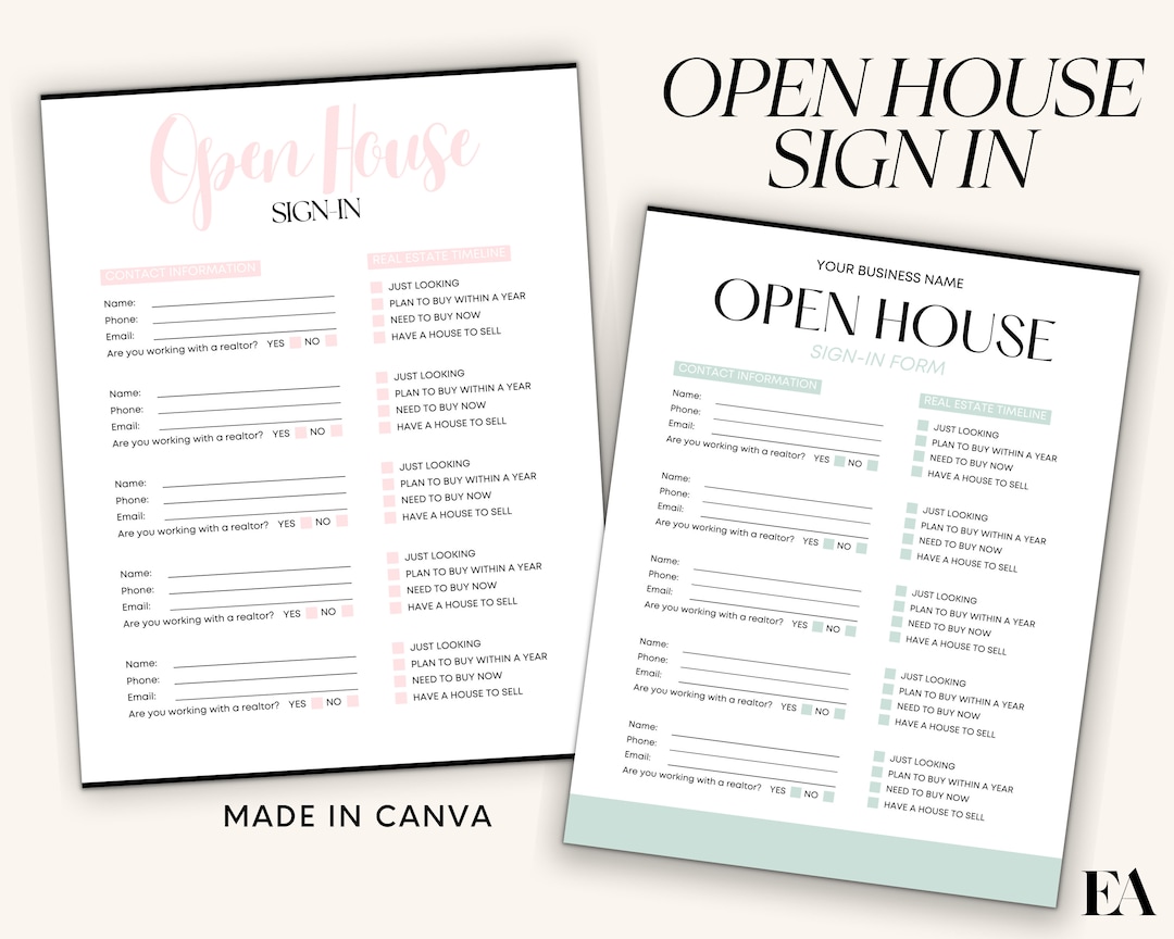 Editable Open House Sign in Sheet, Realtor Open House Form, Real Estate ...
