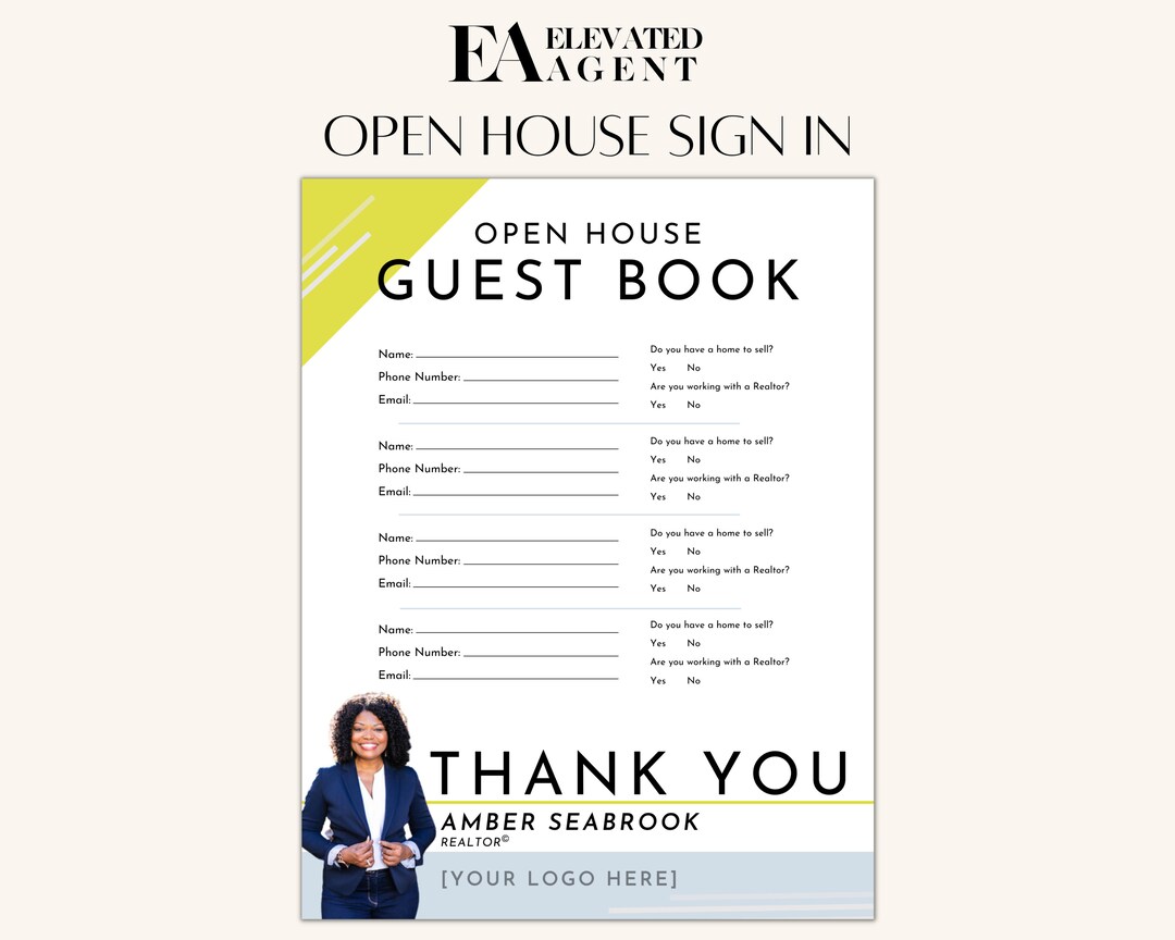 Open House Sign-in Sheet, Sign in Sheet, Open House Flyer, Real Estate ...