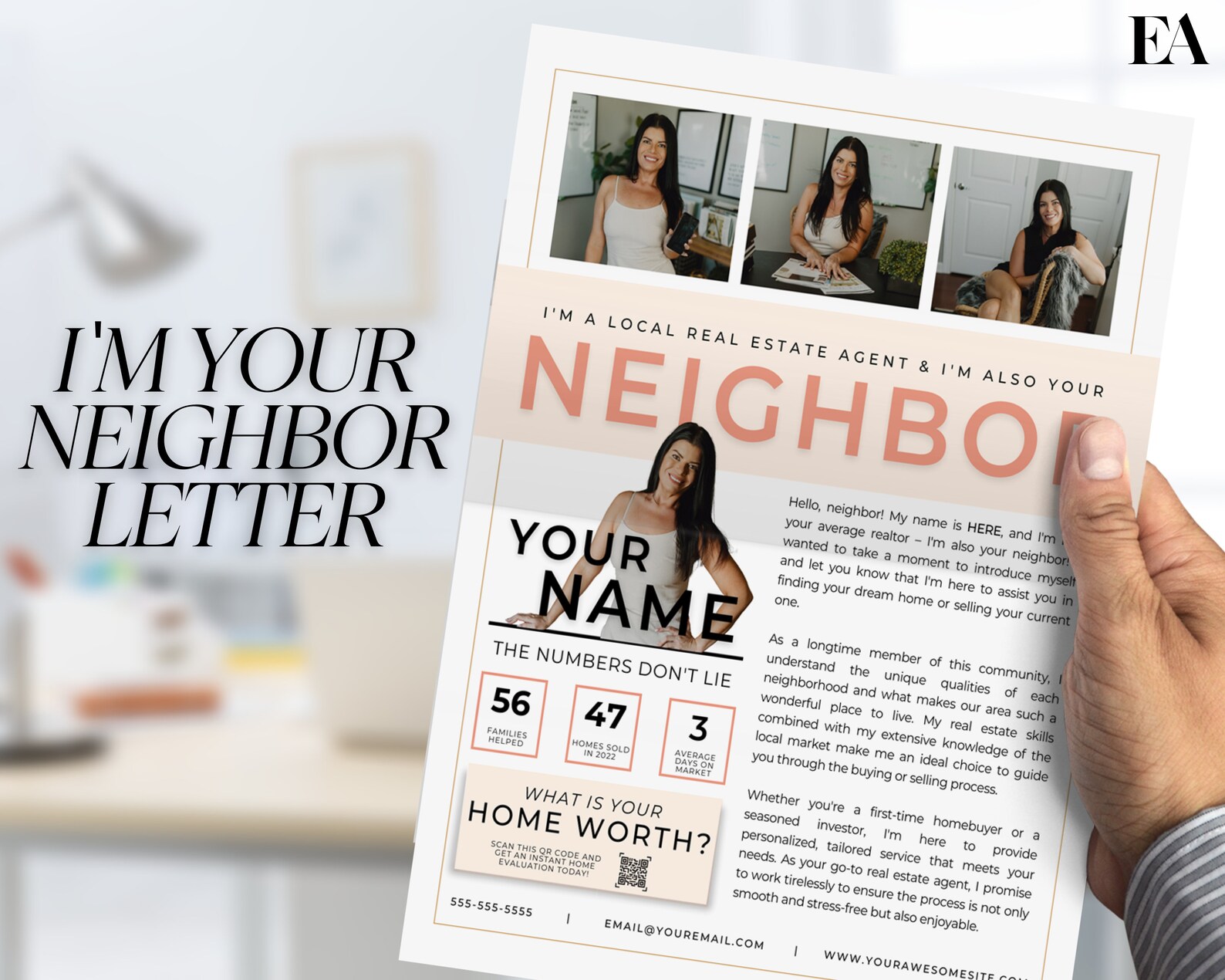 Real Estate Agent Introduction Letter, Neighbor Canva Template - Etsy