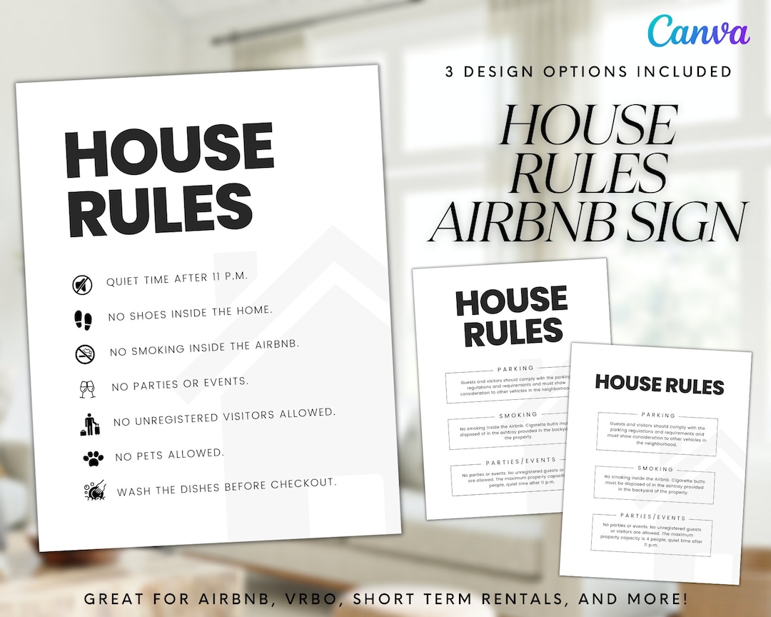 Airbnb House Rules Sign 7 - Real Estate Template - Etsy