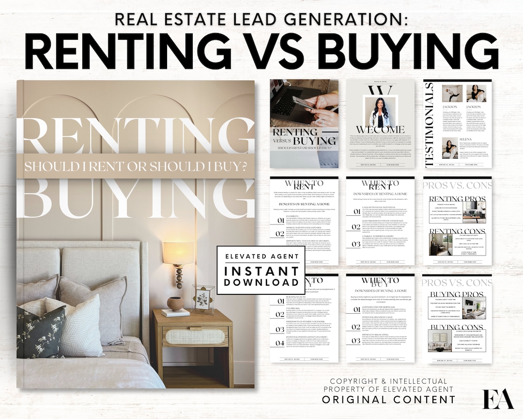 Renting Vs Buying Packet Real Estate Marketing Template Rent Vs Own ...
