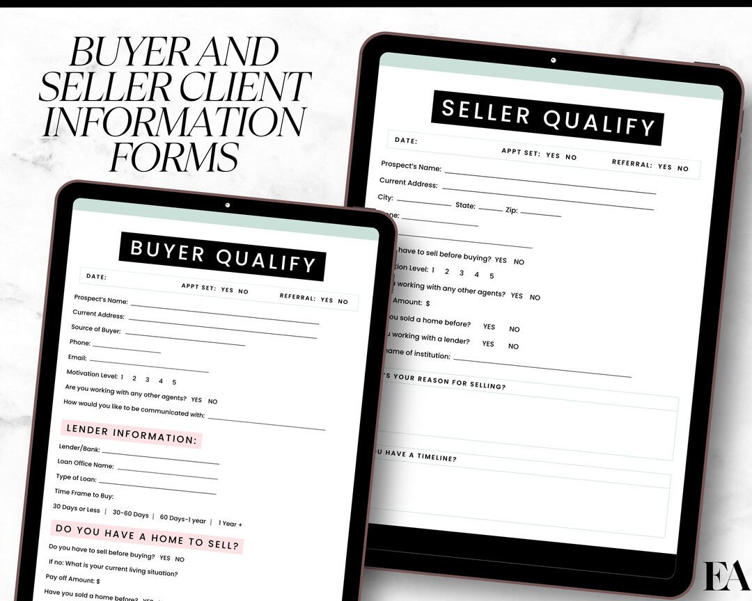 Seller Questionnaire, Buyer Questionnaire, Real Estate Template, Real ...