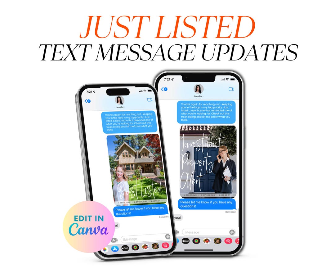 Real Estate Text Message Marketing Templates (canva Editable) - Etsy
