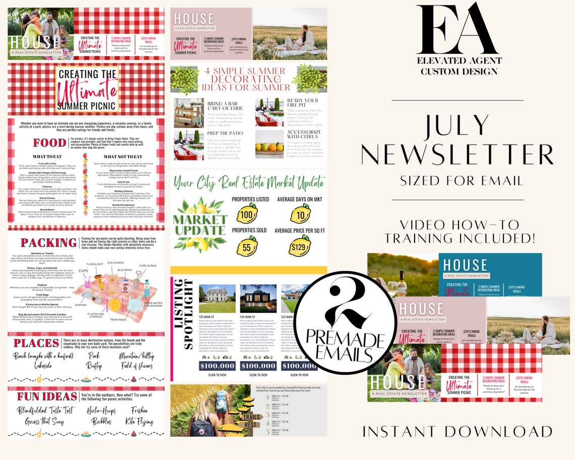Real Estate Email Newsletter, July Newsletter, Summer Newsletter, Real ...