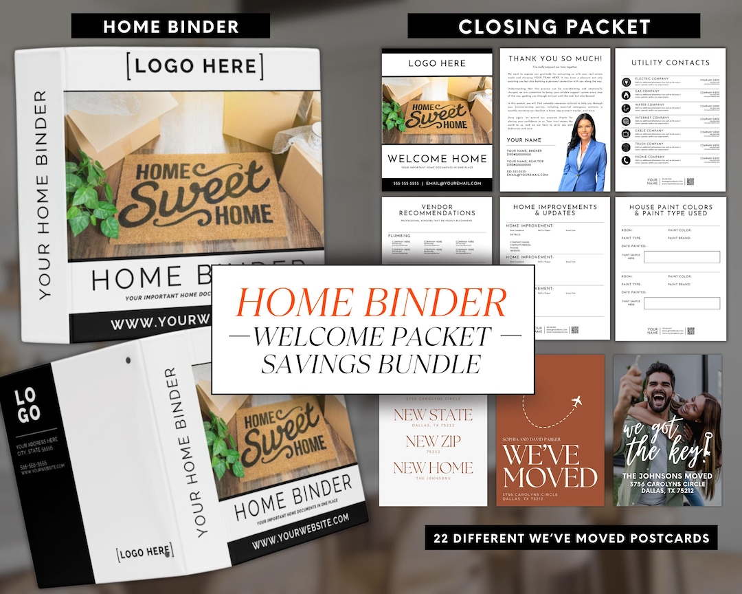 New Home Binder, Real Estate Closing Packet, Home Binder, Welcome Home ...