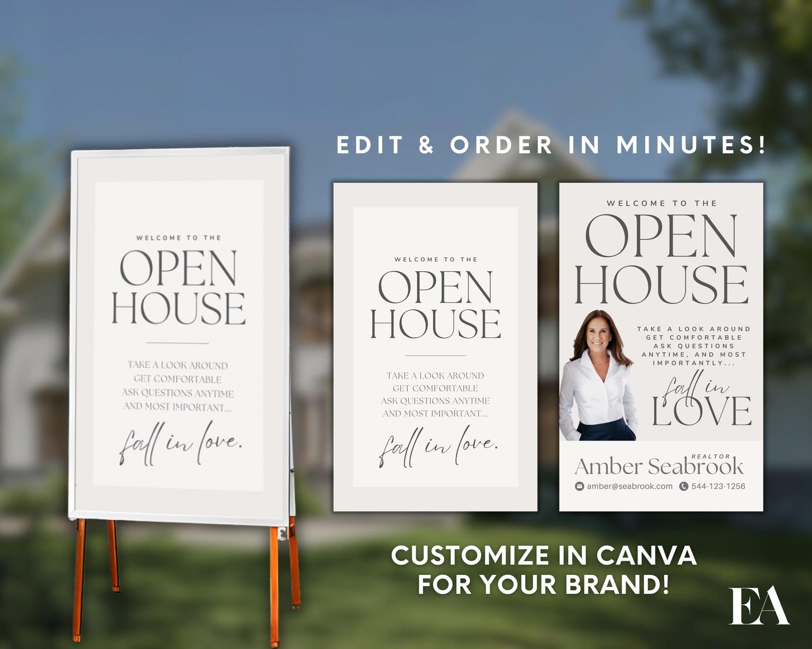 Real Estate Open House A-frame Sign: Realtor Marketing Template (canva ...