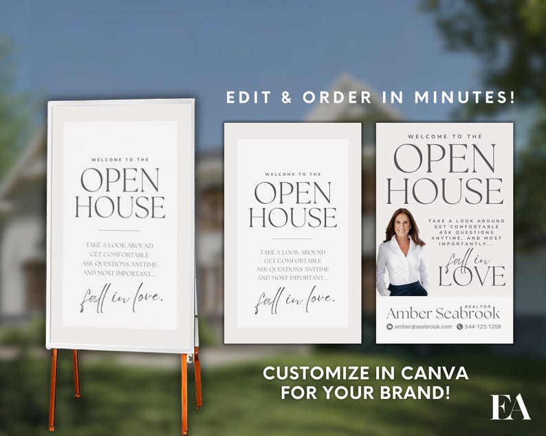Real Estate Open House A-frame Sign: Realtor Marketing Template (canva ...