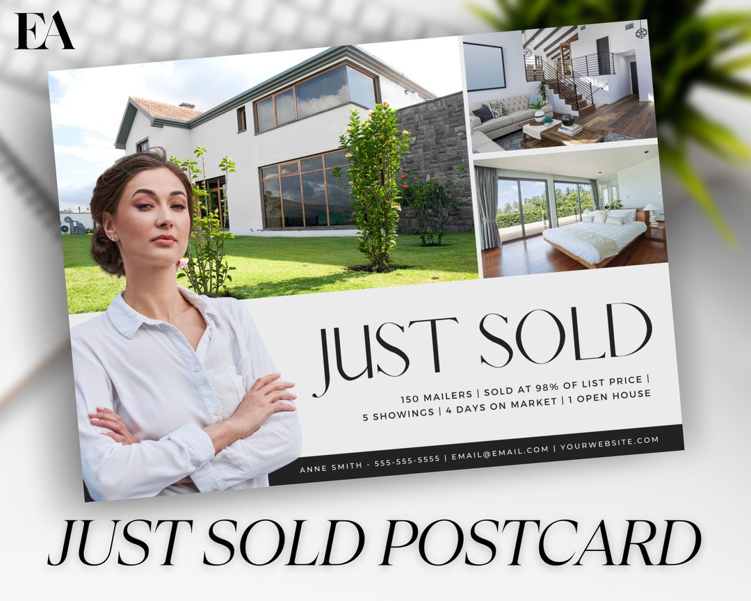 Just Sold Postcard for Real Estate Agents Real Estate Postcard Template ...