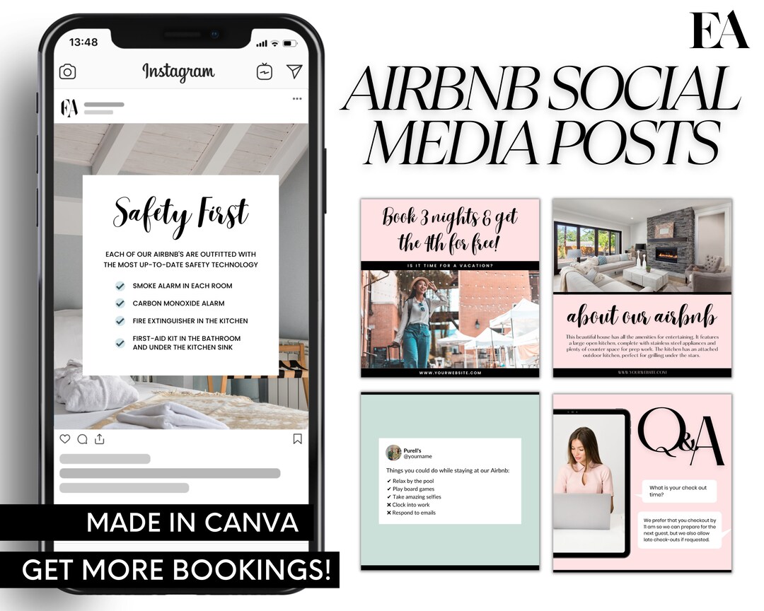 Airbnb Social Media Posts Templates (canva) - Etsy