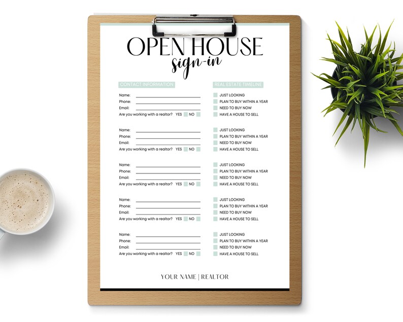 Editable Open House Sign in Sheet Realtor Open House Form - Etsy