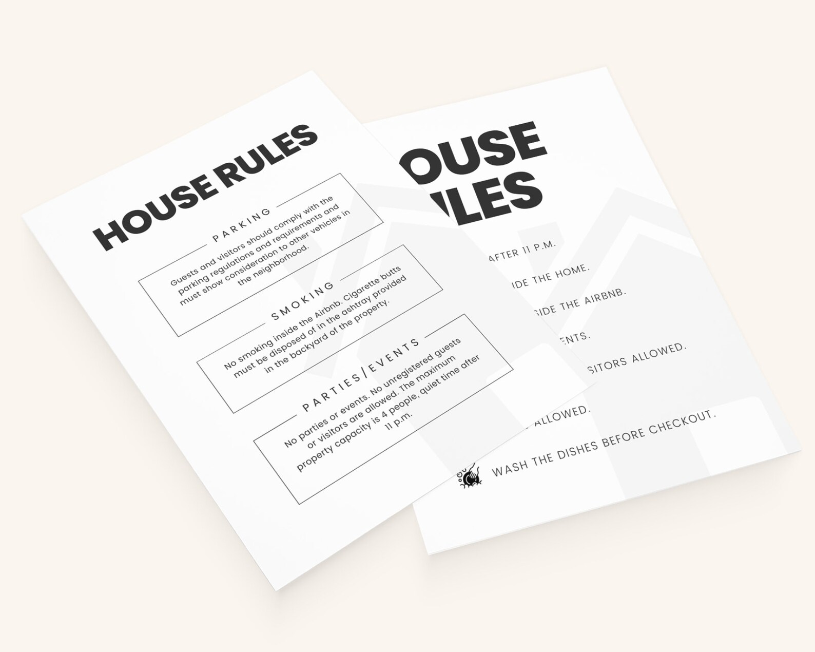 Airbnb House Rules Sign 7 - Real Estate Template - Etsy