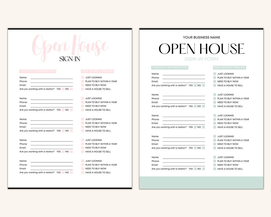 Editable Open House Sign in Sheet, Realtor Open House Form, Real Estate ...