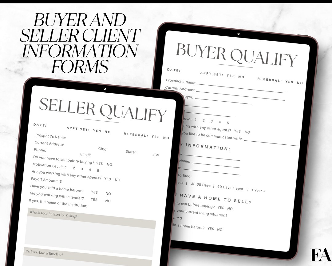 Seller Questionnaire, Buyer Questionnaire, Real Estate Template, Real ...