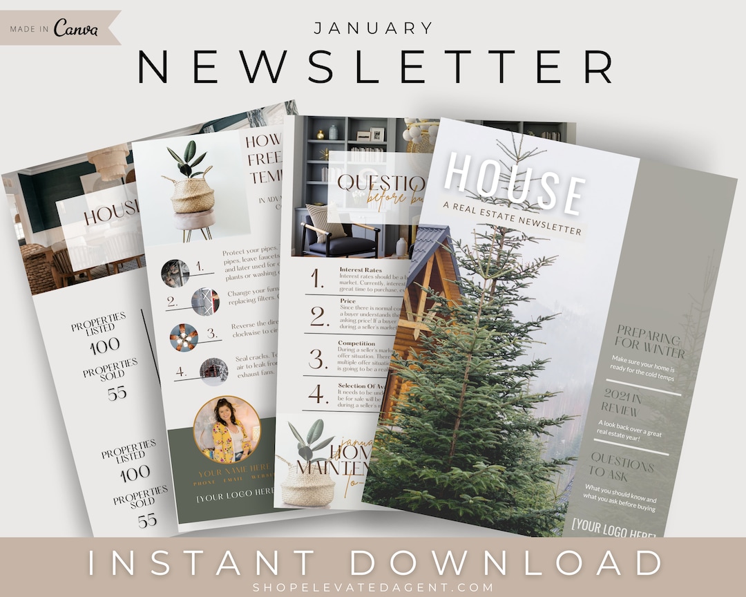 Real Estate January Newsletter Template: Realtor Marketing (digital ...