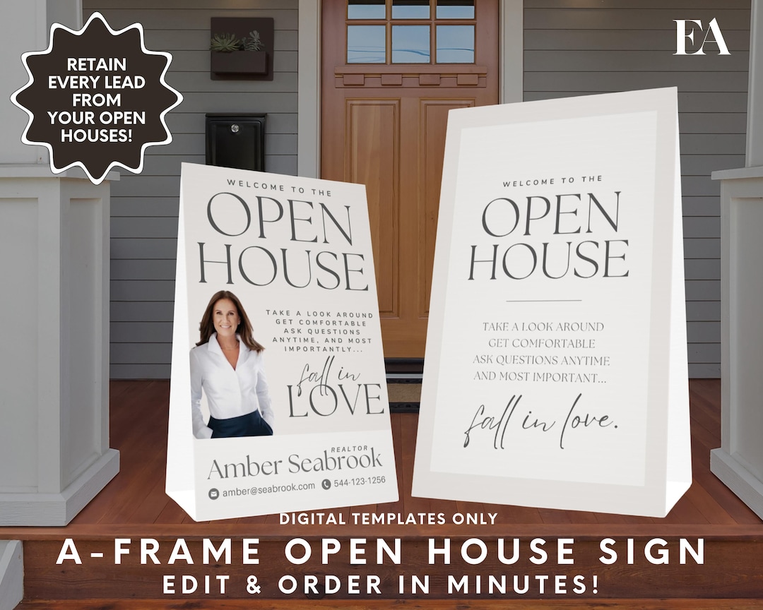 Real Estate Open House A-frame Sign: Realtor Marketing Template (canva ...